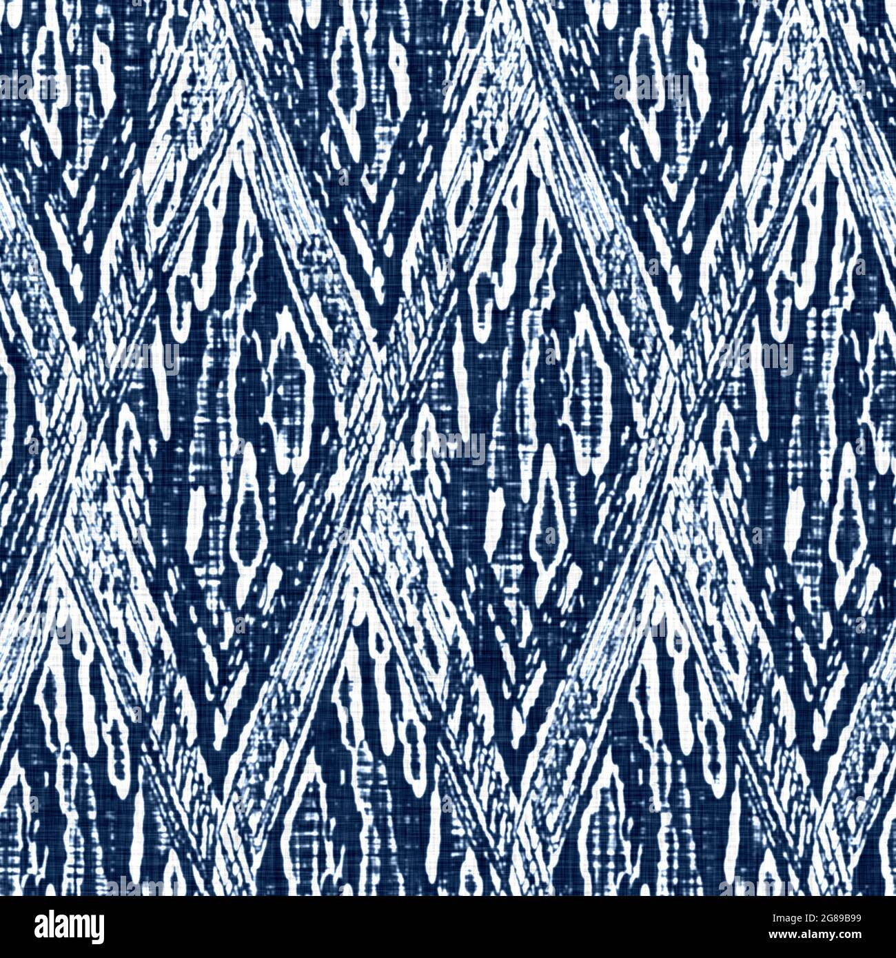 Acid wash blue jean effect texture with decorative linen geo motif ...