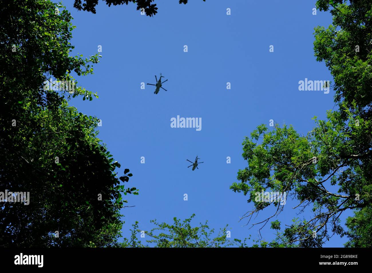 WICK, BRISTOL -18TH JULY 2021: Military helicopters flying over Wick ...