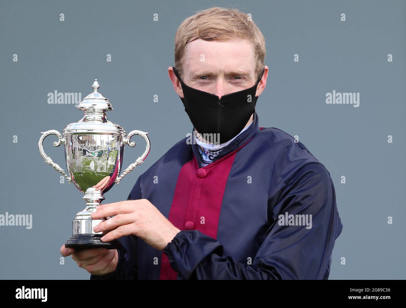 Jockey Billy Lee with the trophy after winning the Kilboy Estate Stakes ...