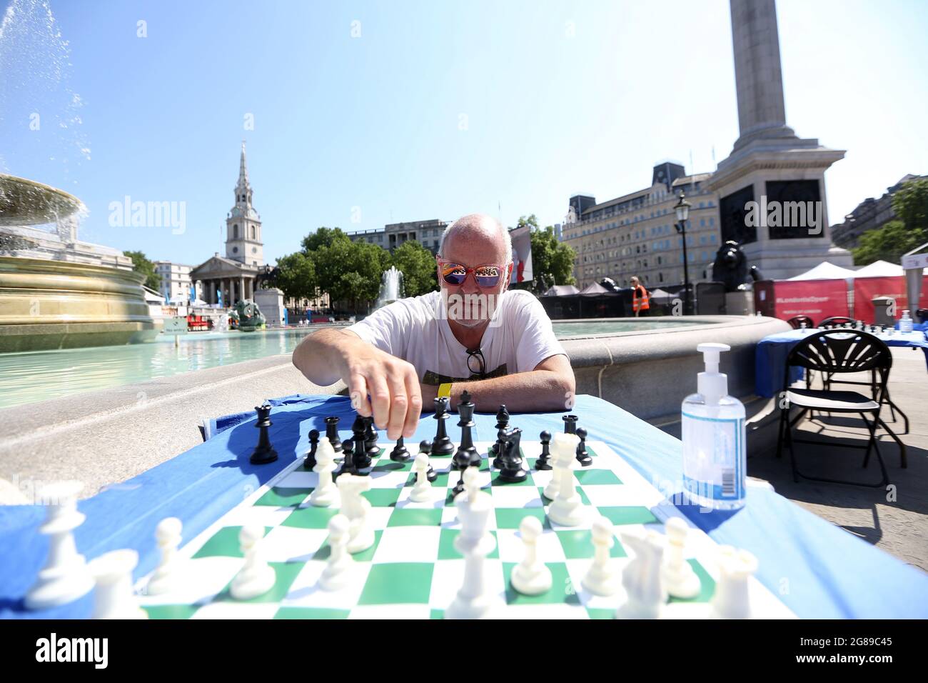 London, England, UK. 18th July, 2021. People play chess in ChessFest in ...