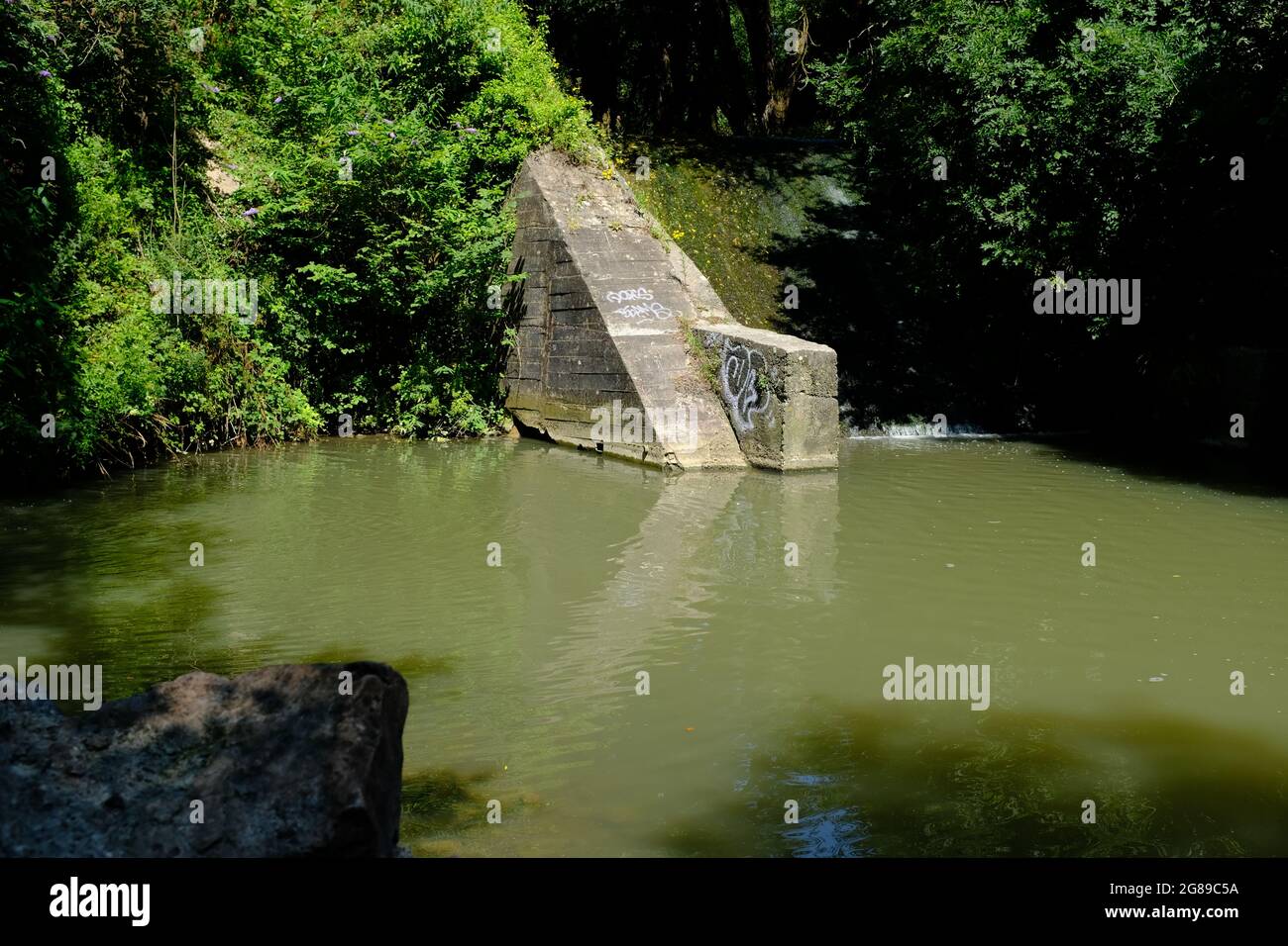 Waterfall on the River Boyd at Wick Golden Valley nature reserve in ...