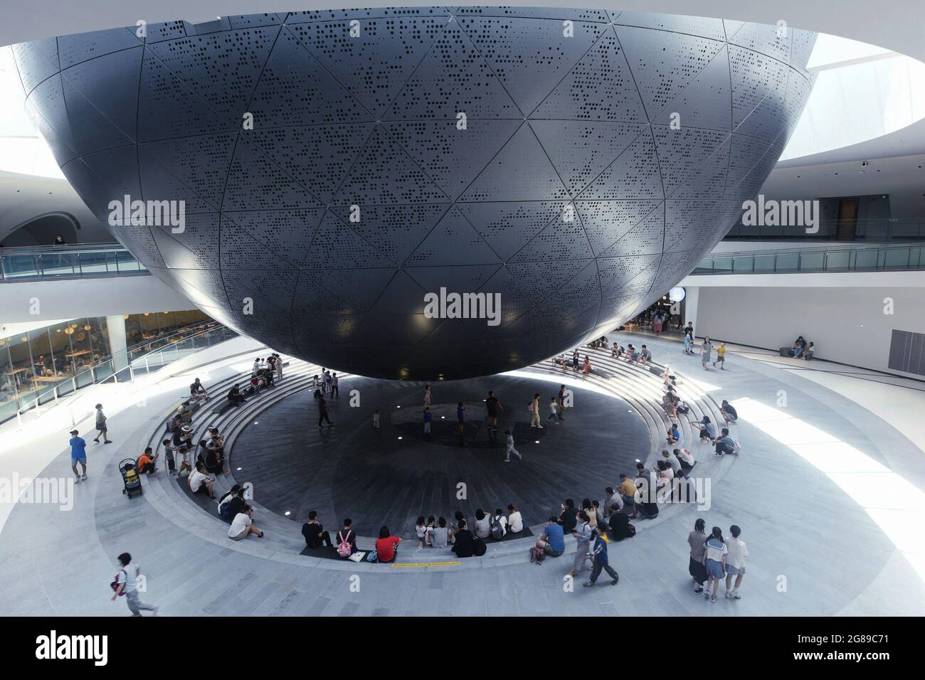 SHANGHAI, CHINA - JULY 18, 2021 - Viewers rest under the Ultra-HD ...