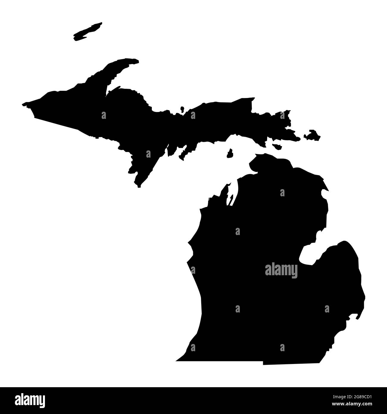 Michigan map on white background. Michigan black state sign. Michigan ...