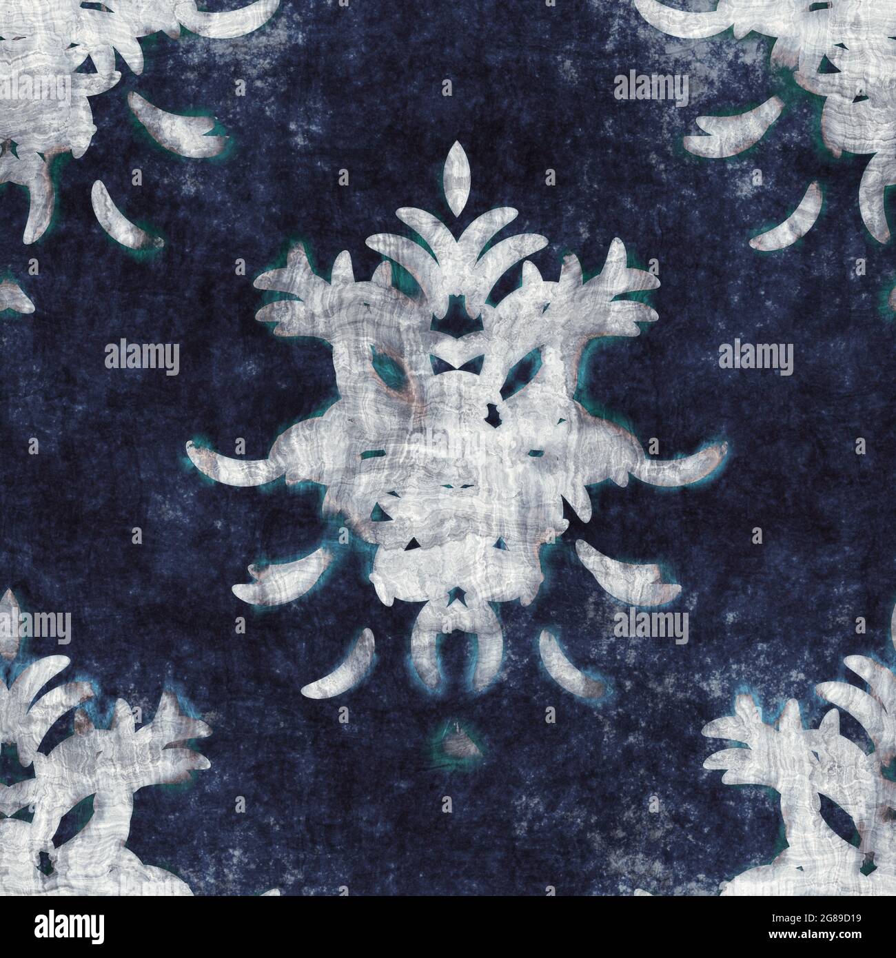Seamless highly textured intricate and ornate pattern in navy blue ...