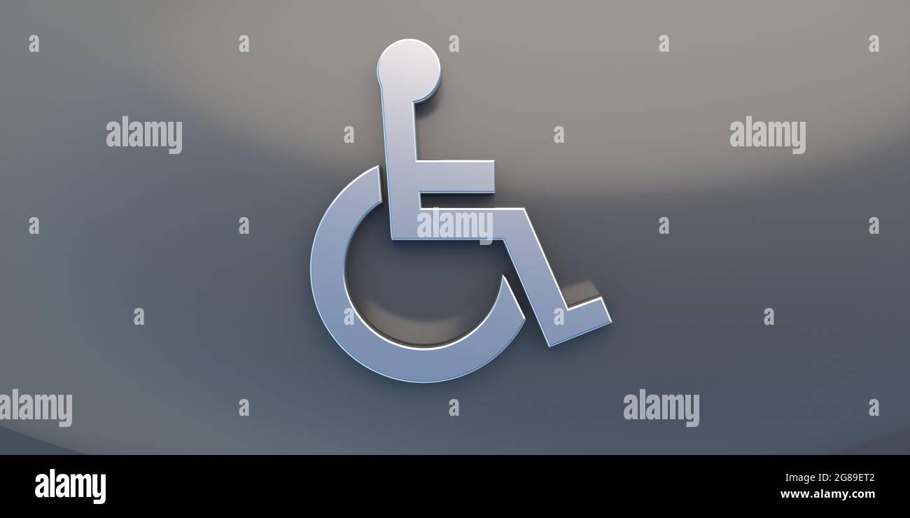 Wheelchair, disabled metal sign on gray background. Access and services ...