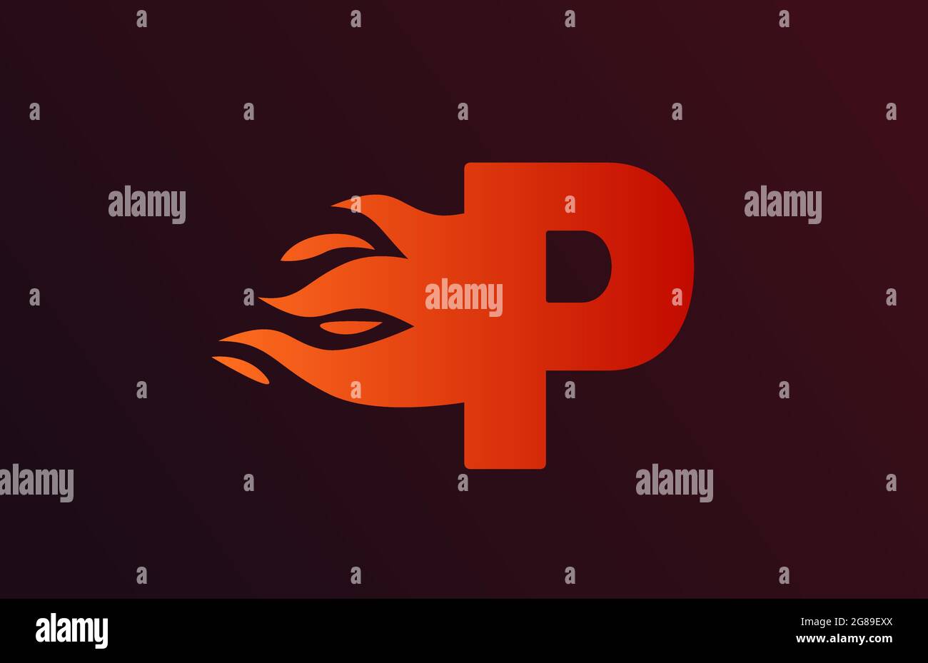 red fire flames P alphabet letter icon for business and company ...