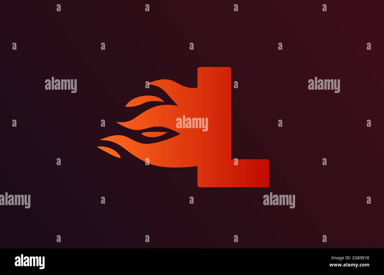 red fire flames L alphabet letter icon for business and company ...