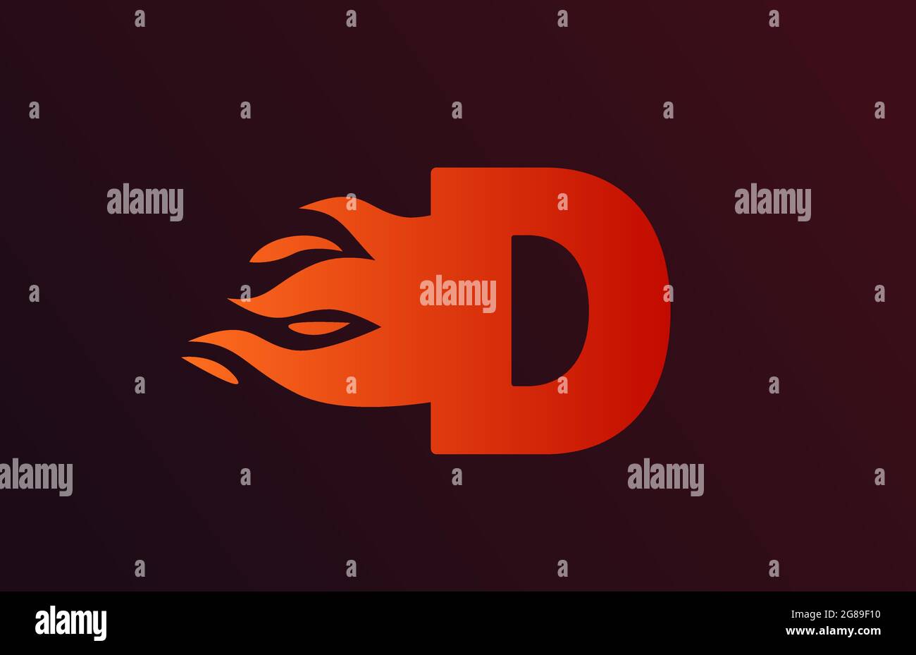 red fire flames D alphabet letter icon for business and company ...