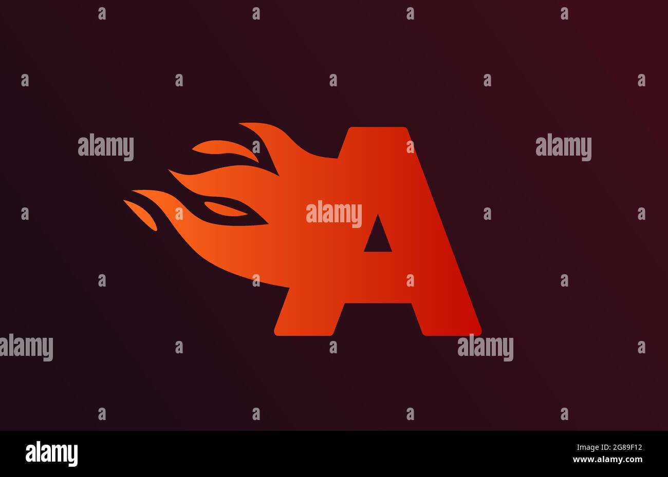 red fire flames A alphabet letter icon for business and company ...