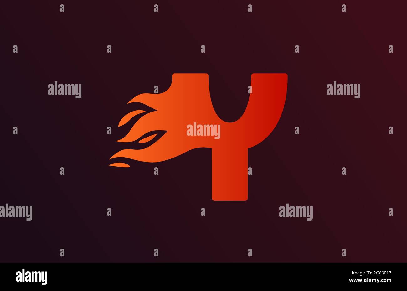 red fire flames Y alphabet letter icon for business and company ...