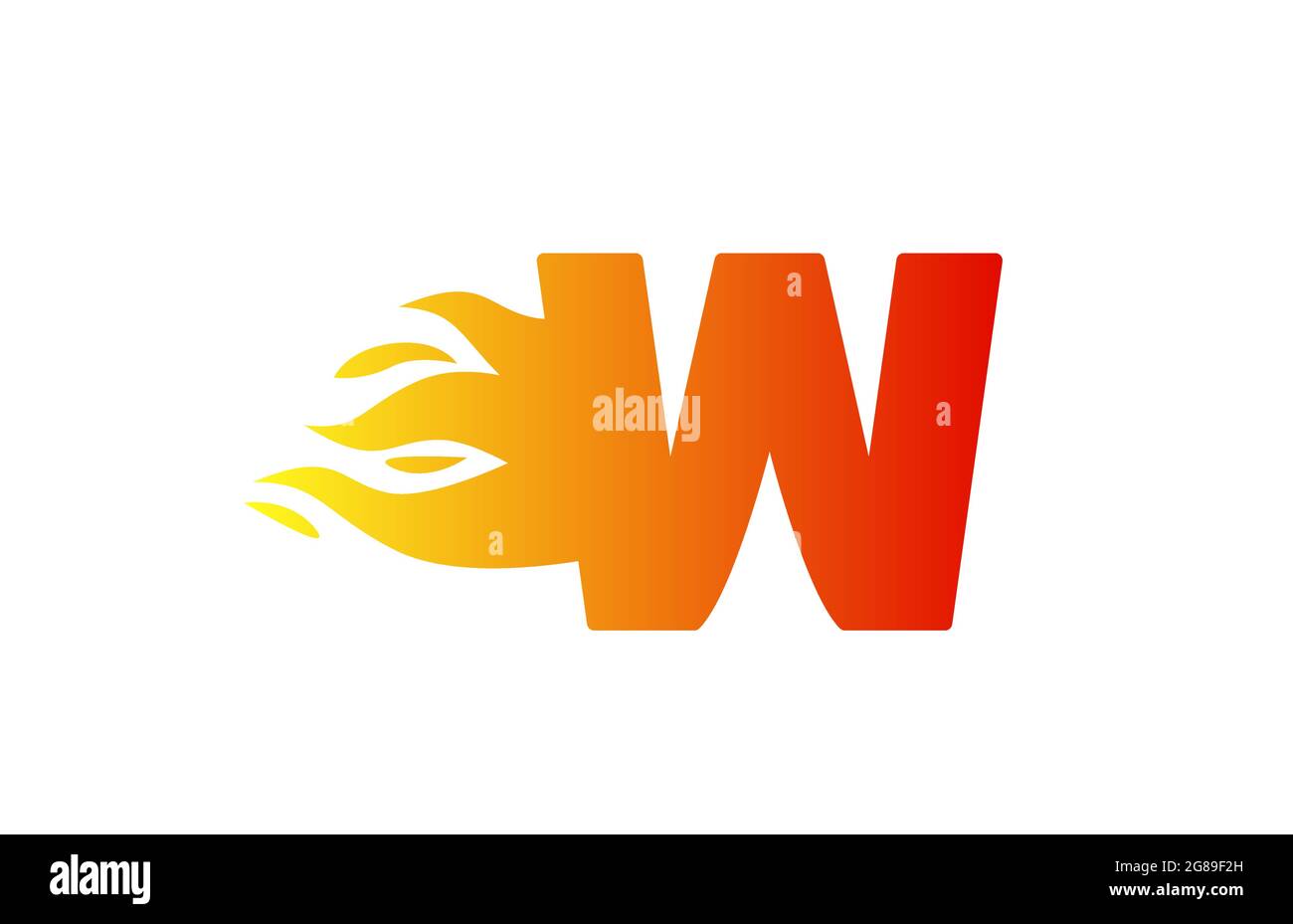 fire W alphabet letter icon for corporate. Red flames design suitable ...