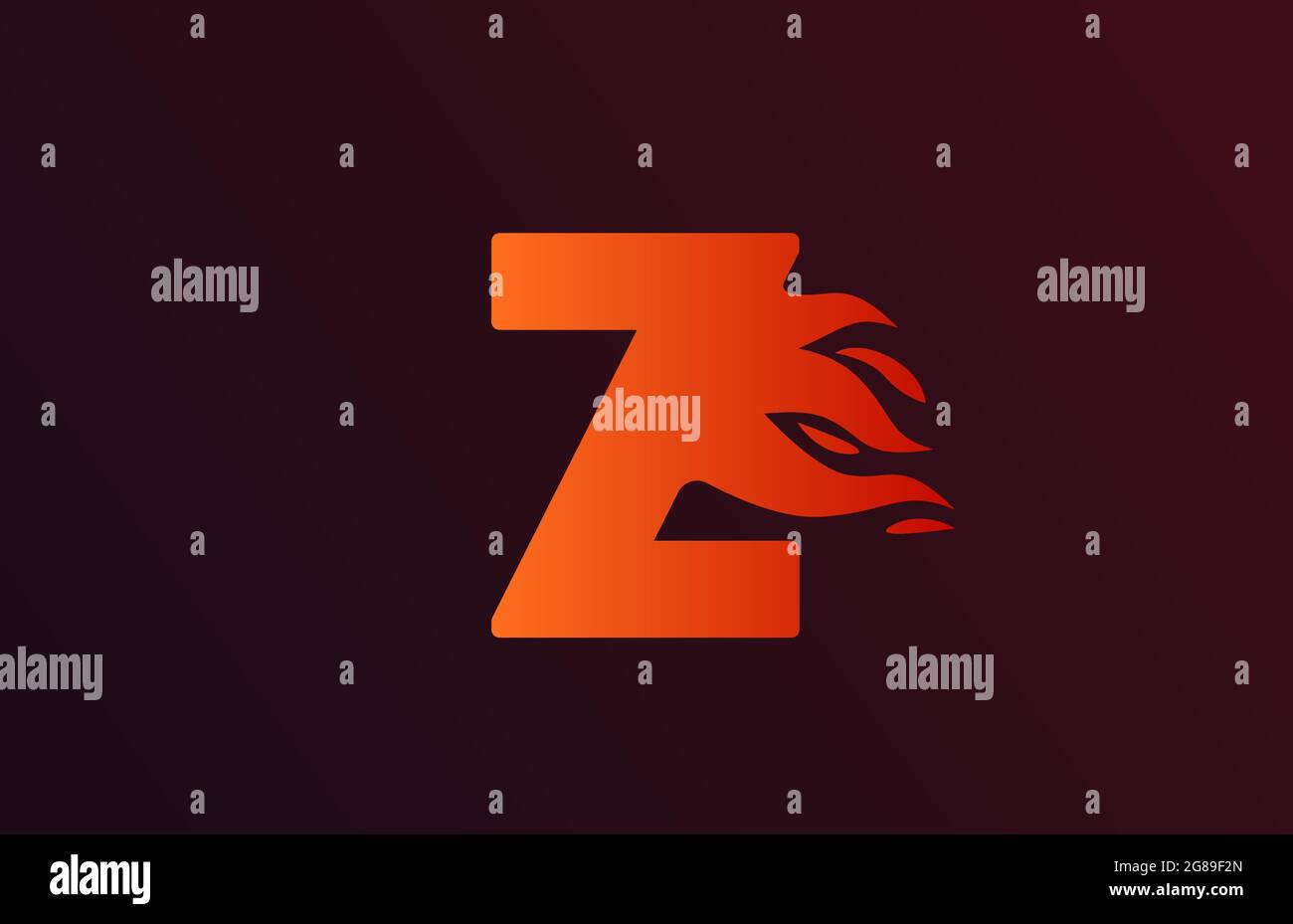 red fire flames Z alphabet letter icon for business and company ...