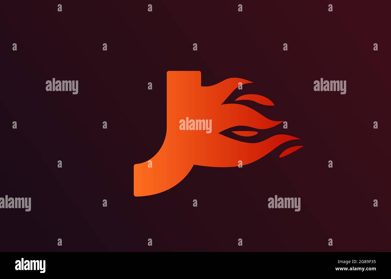 red fire flames J alphabet letter icon for business and company ...