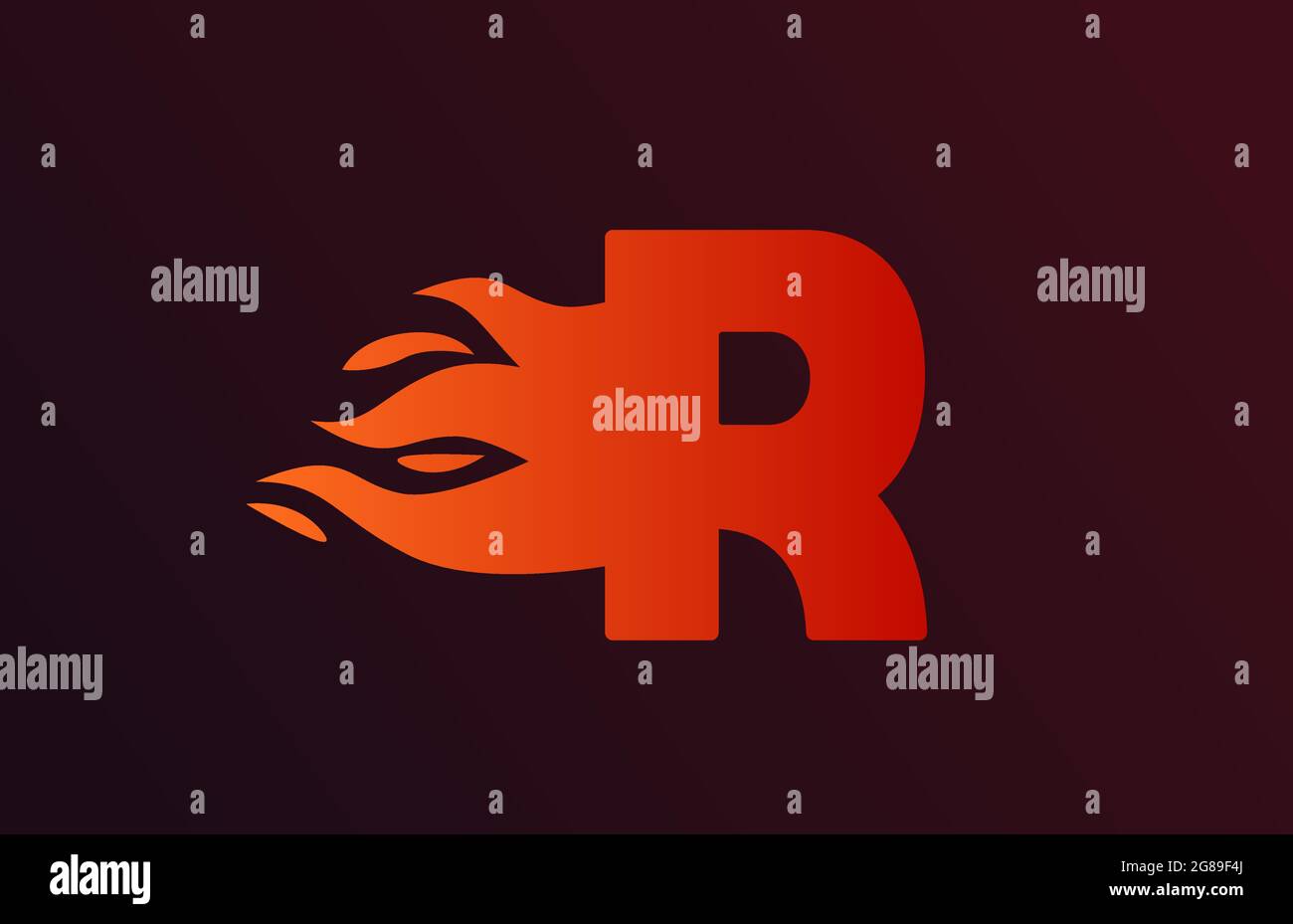 red fire flames R alphabet letter icon for business and company ...