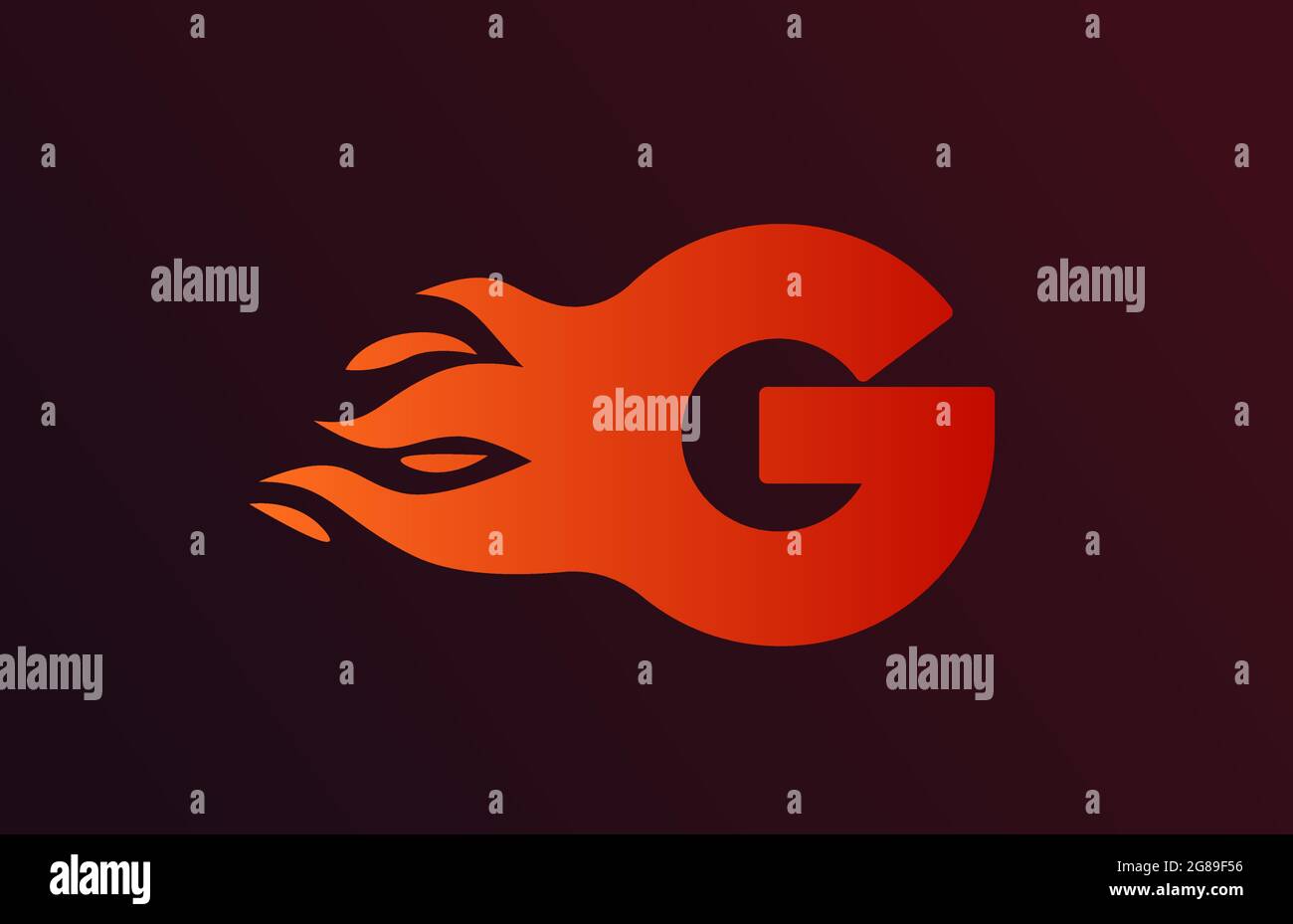 red fire flames G alphabet letter icon for business and company ...