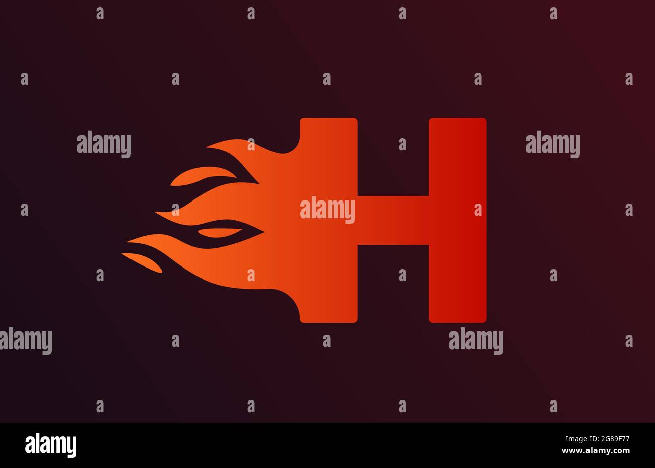 red fire flames H alphabet letter icon for business and company ...