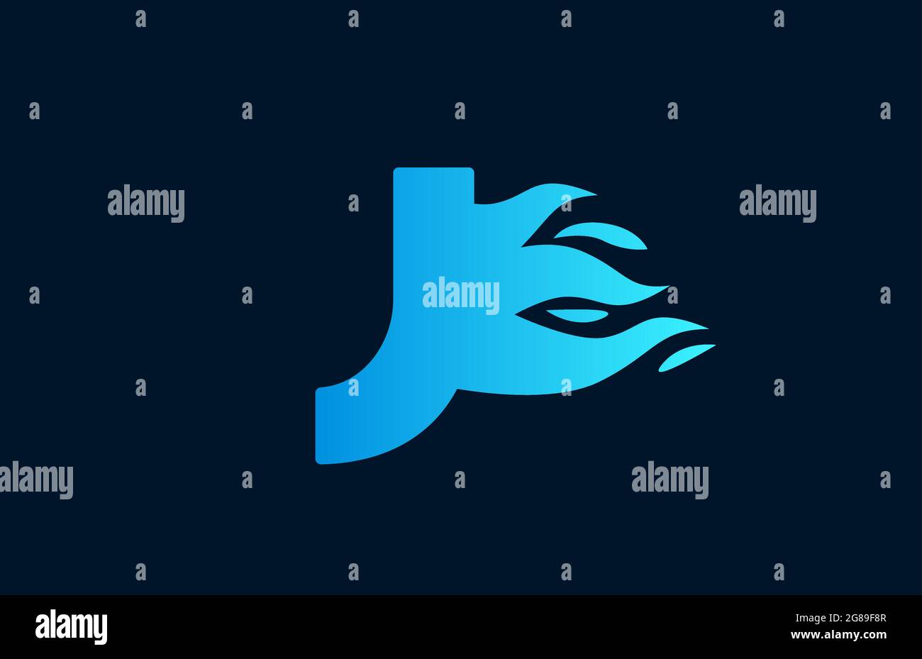 blue flames J alphabet letter icon for corporate. Fire design suitable ...
