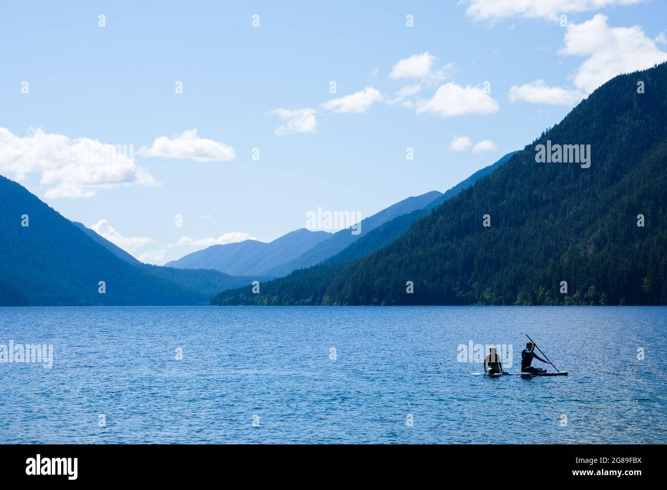 Paddling on Lake Crescent, Olympic National Park, Washington State, USA ...