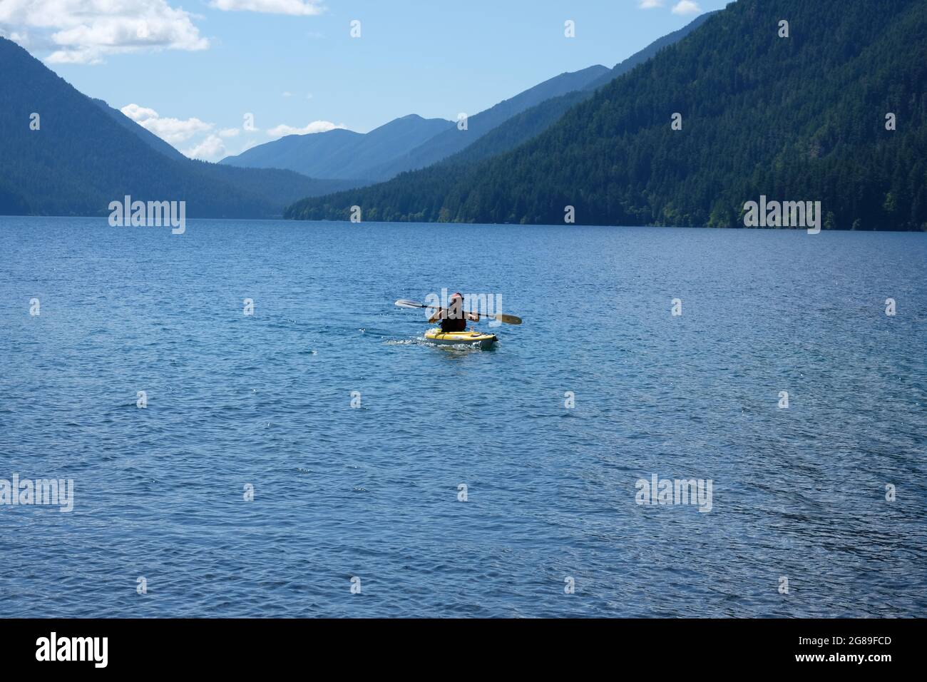 Paddling on Lake Crescent, Olympic National Park, Washington State, USA ...