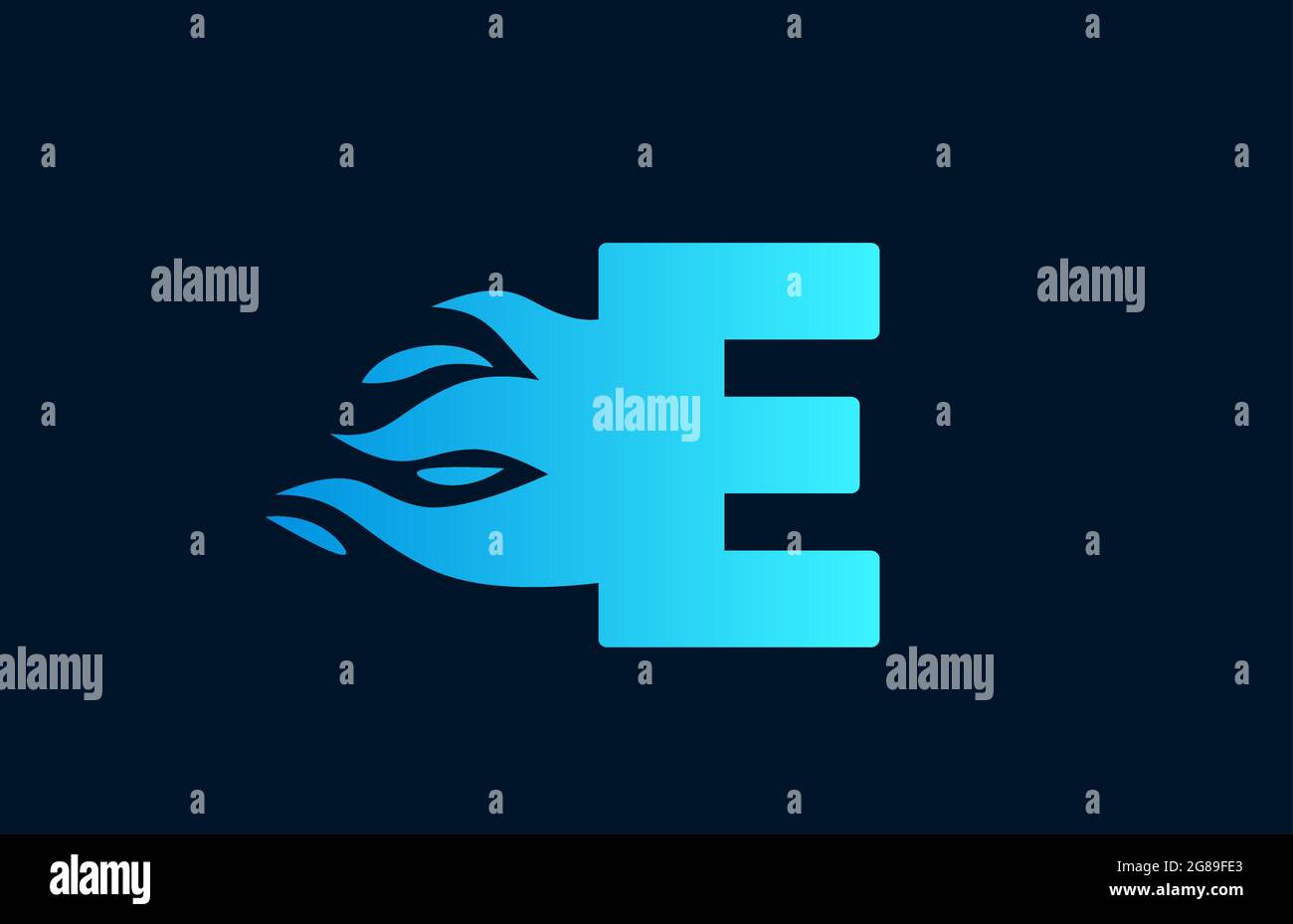 Letter E Blue Fire M Blue Fire Flames Alphabet Letter Logo Design.