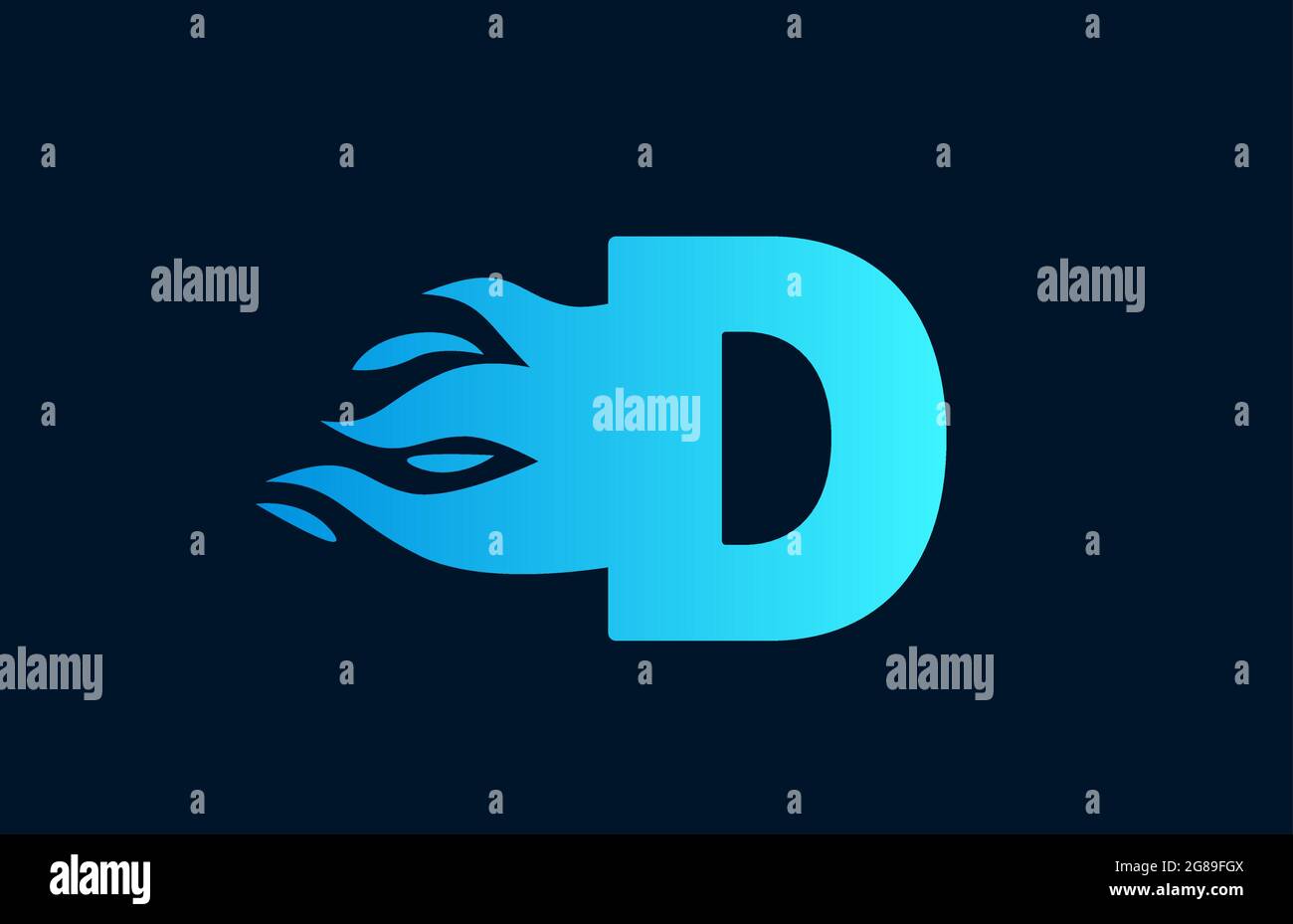 Letter D In Blue Fire