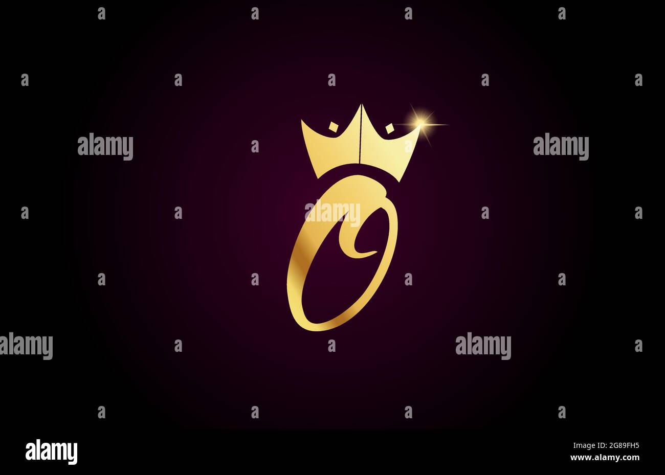 gold king crown O creative handwritten alphabet letter logo for ...