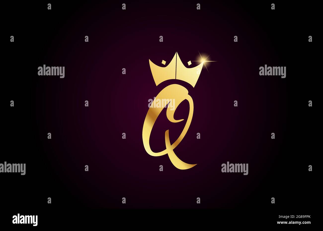 gold king crown Q creative handwritten alphabet letter logo for ...