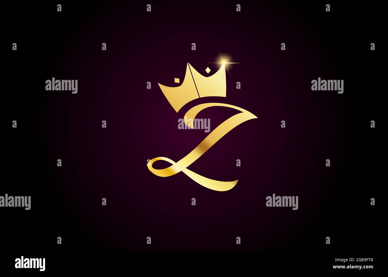 gold king crown Z creative handwritten alphabet letter logo for ...