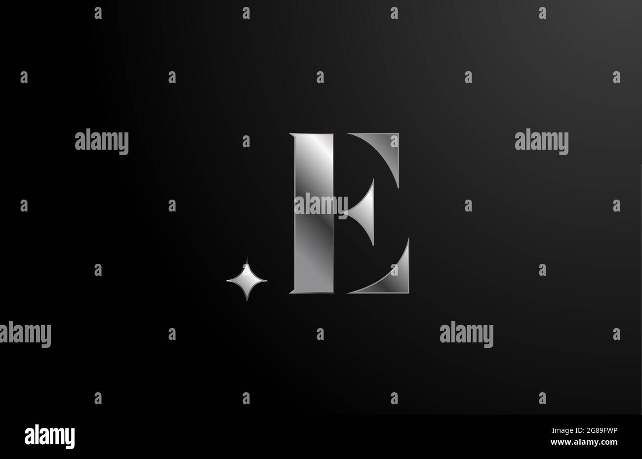 grey metal E creative alphabet letter logo for branding and business ...
