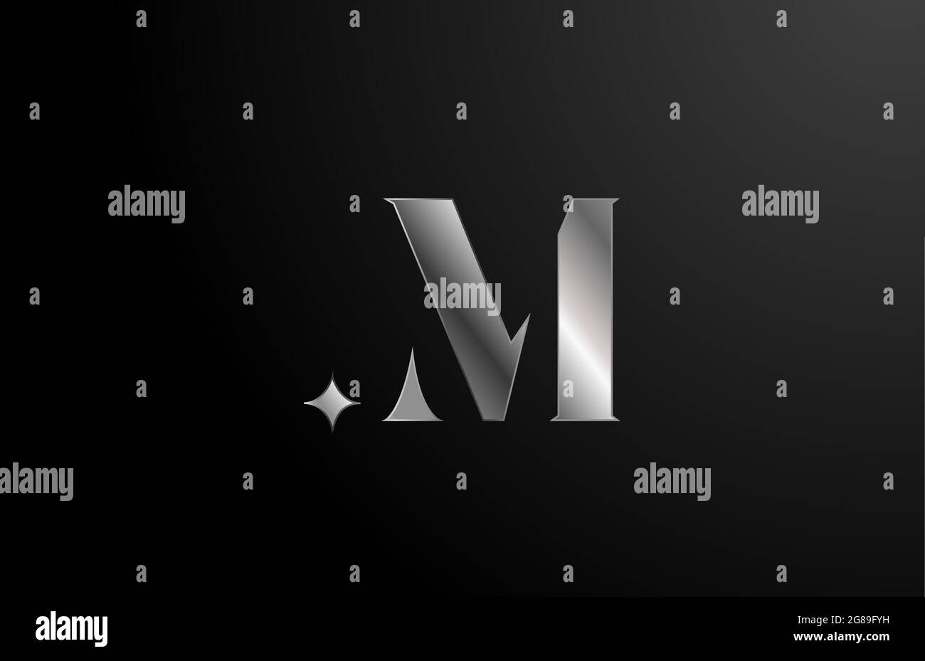 grey metal M creative alphabet letter logo for branding and business ...