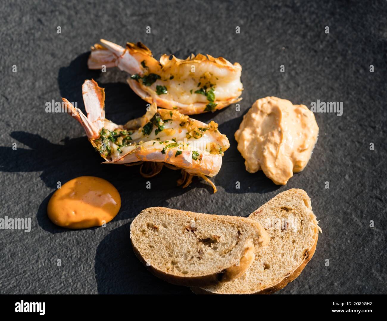 grilled argentina red King Prawns Stock Photo - Alamy