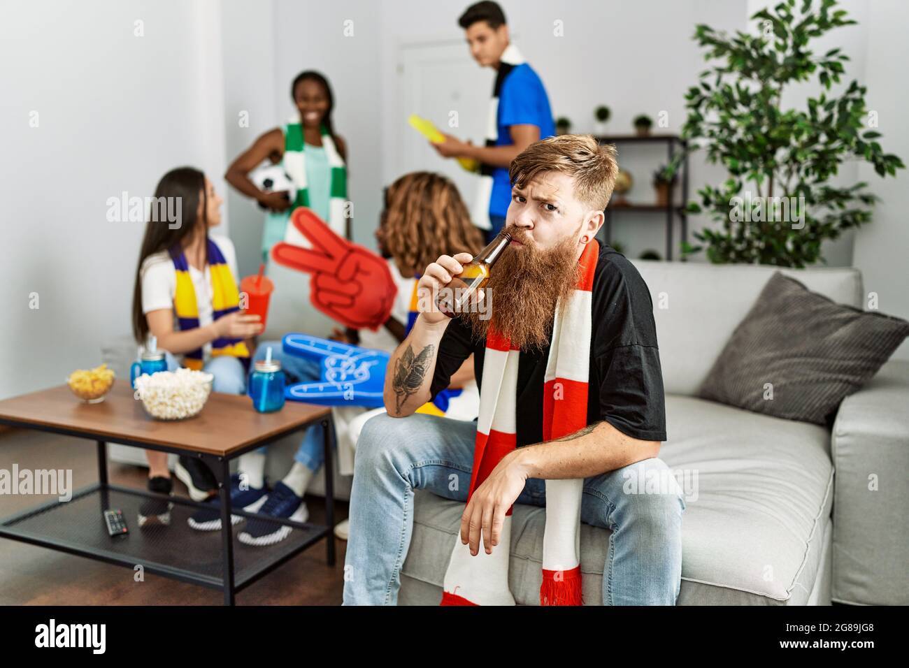 Man Drinking Sofa Woman Unhappy High Resolution Stock Photography and ...