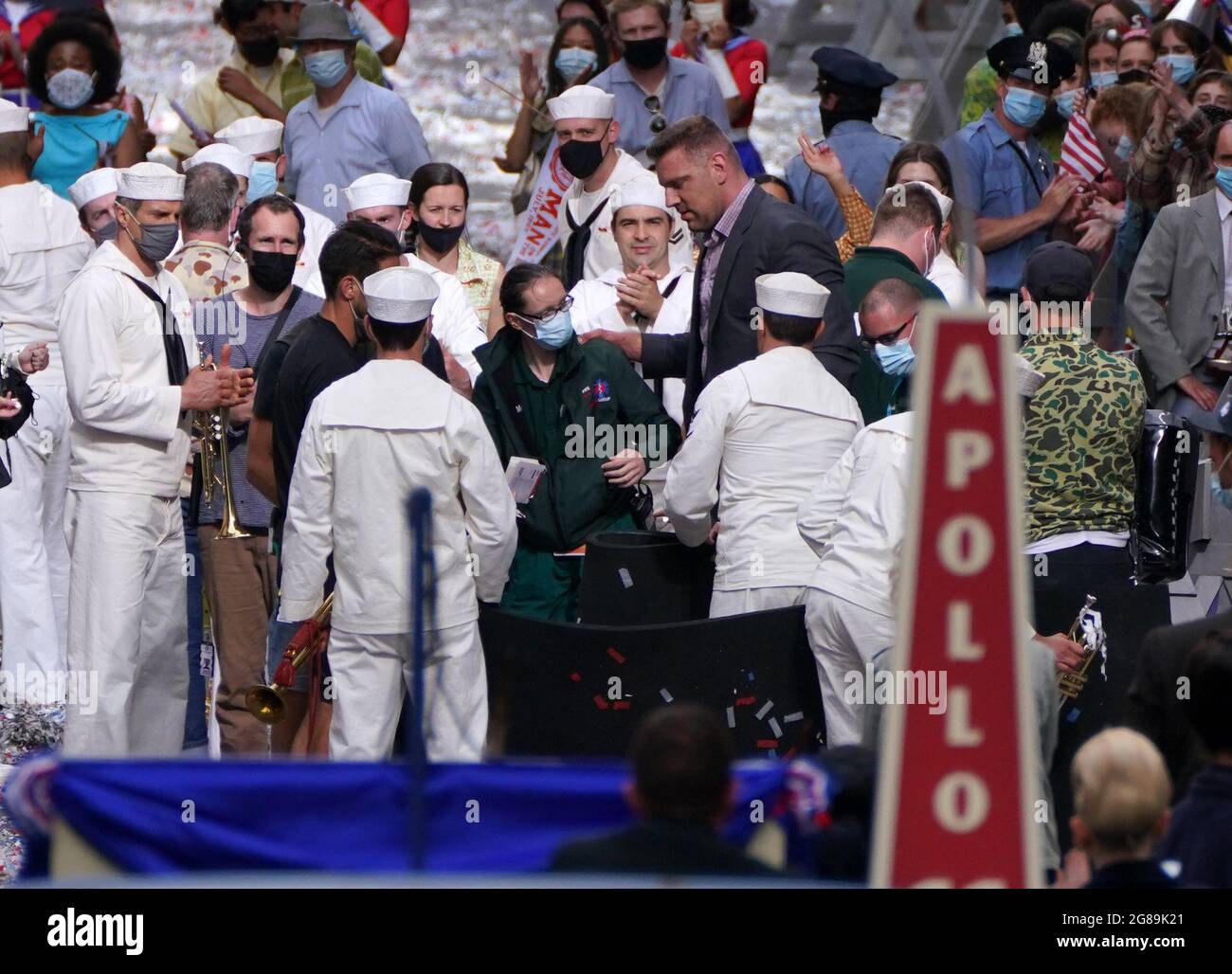 A cast member after been given medical attention after falling in a ...