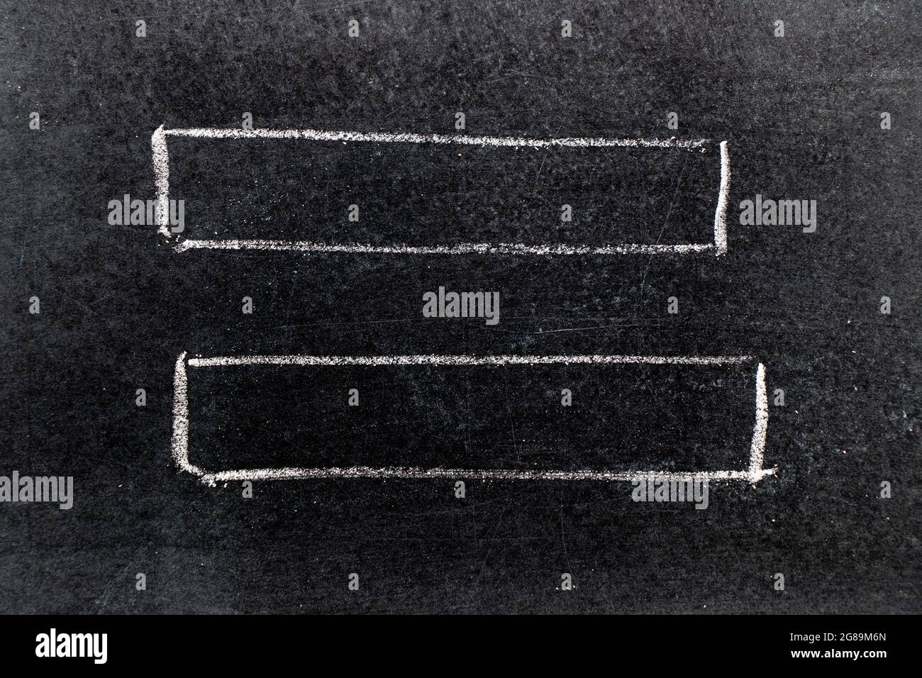 White chalk hand drawing in square or banner shape on black board ...