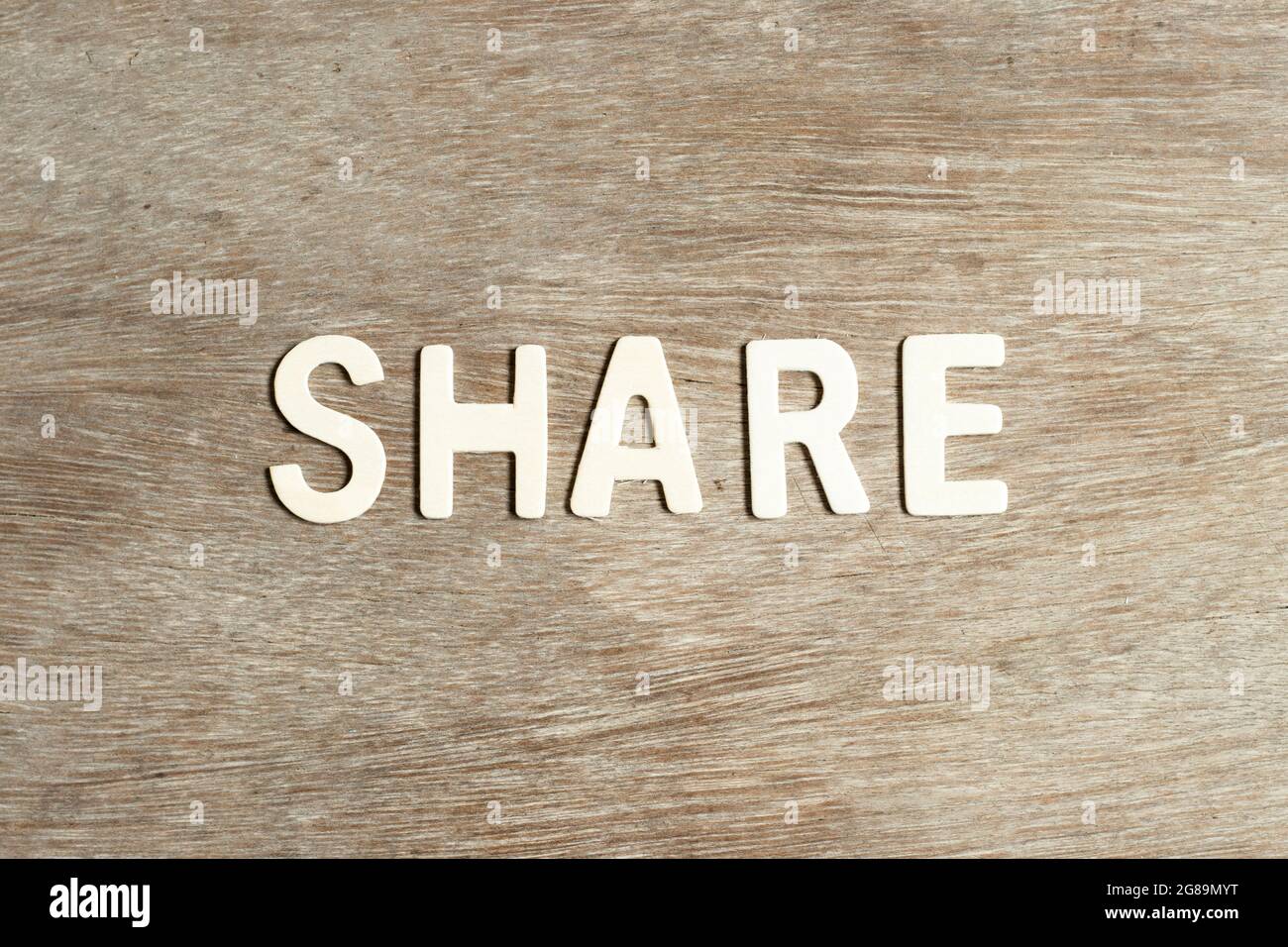Alphabet letter in word share on wood background Stock Photo - Alamy