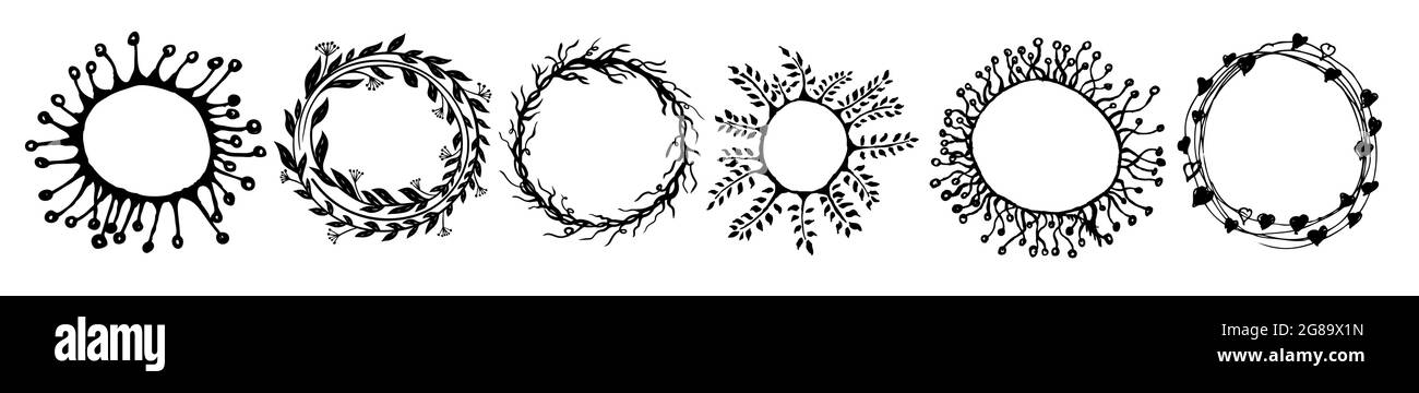 Graphic abstract round frames. Handmade. Vector illustration Stock ...