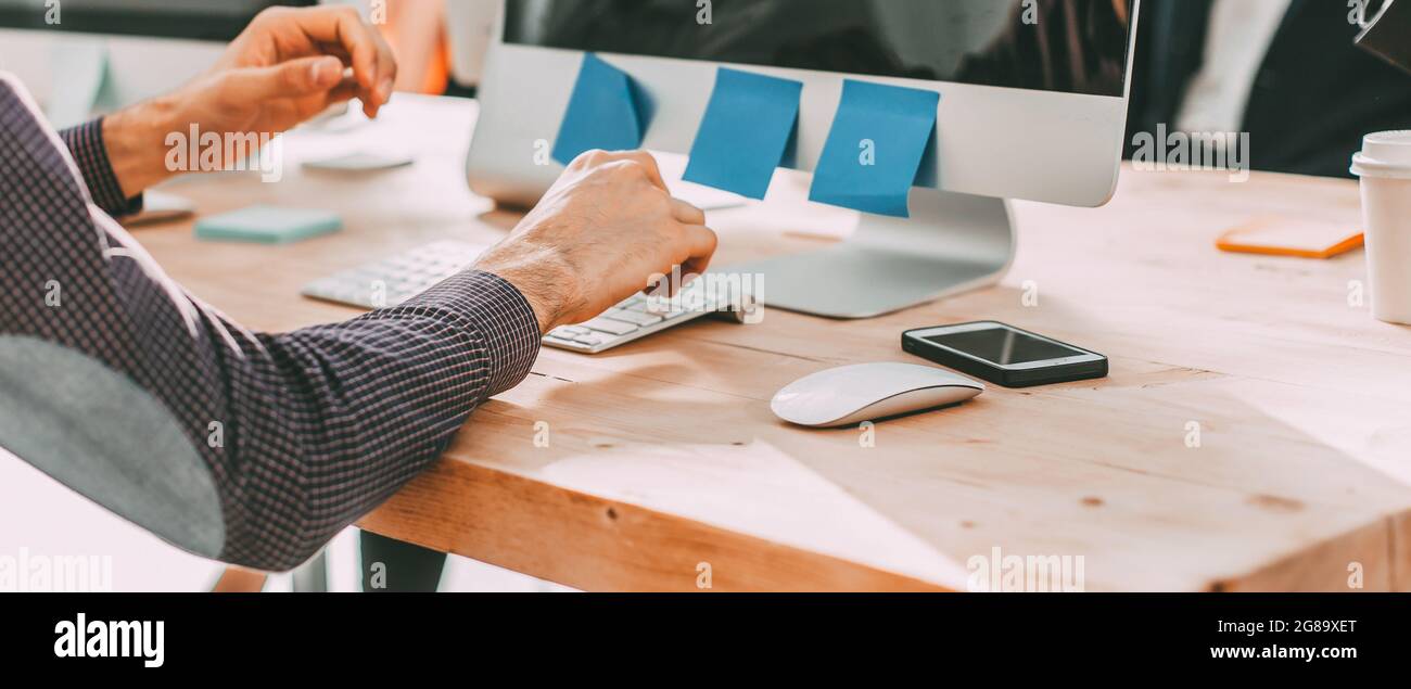 Close up employees analyze hi-res stock photography and images - Alamy