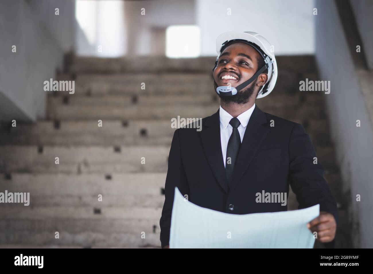African architects engineer manager with tablet work together in the ...