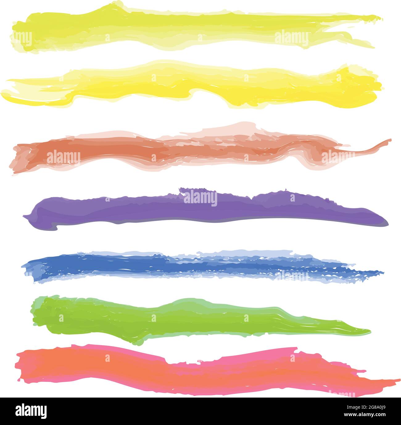 Various strokes of color paint on white background - Vector ...