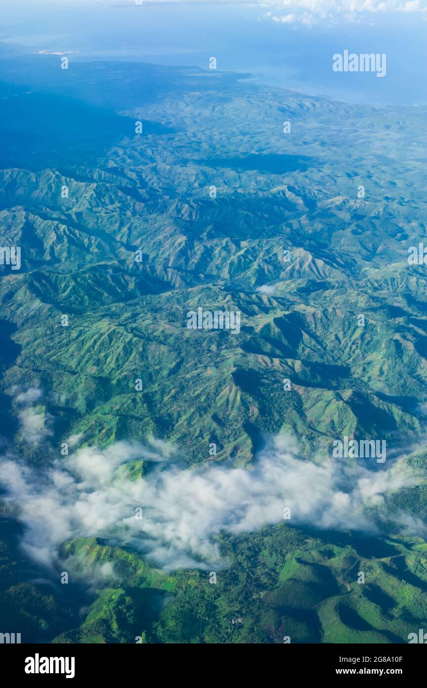 Aerial view of the mountains range from the airplane Stock Photo - Alamy