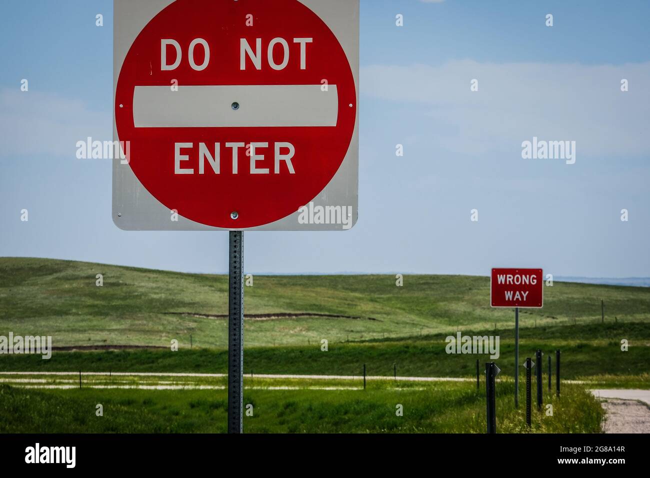 Do Not Enter signs, US Interstate 90, South Dakota, USA Stock Photo - Alamy