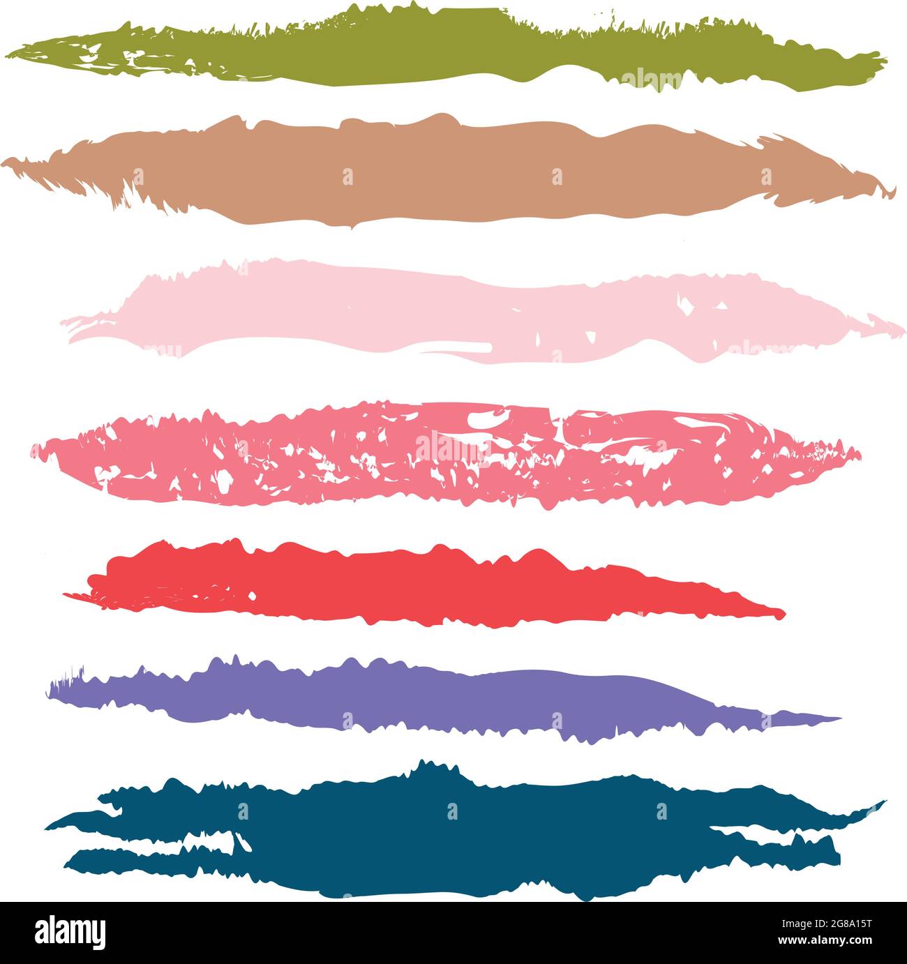 Various strokes of color paint on white background - Vector ...