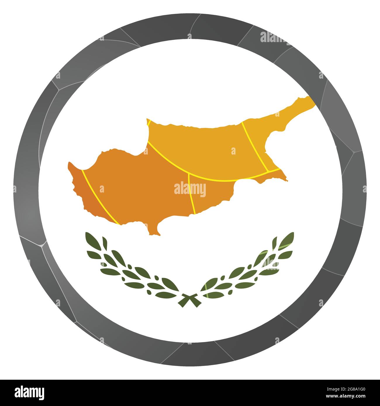 Glass light ball with flag of Cyprus. Round sphere, template icon ...