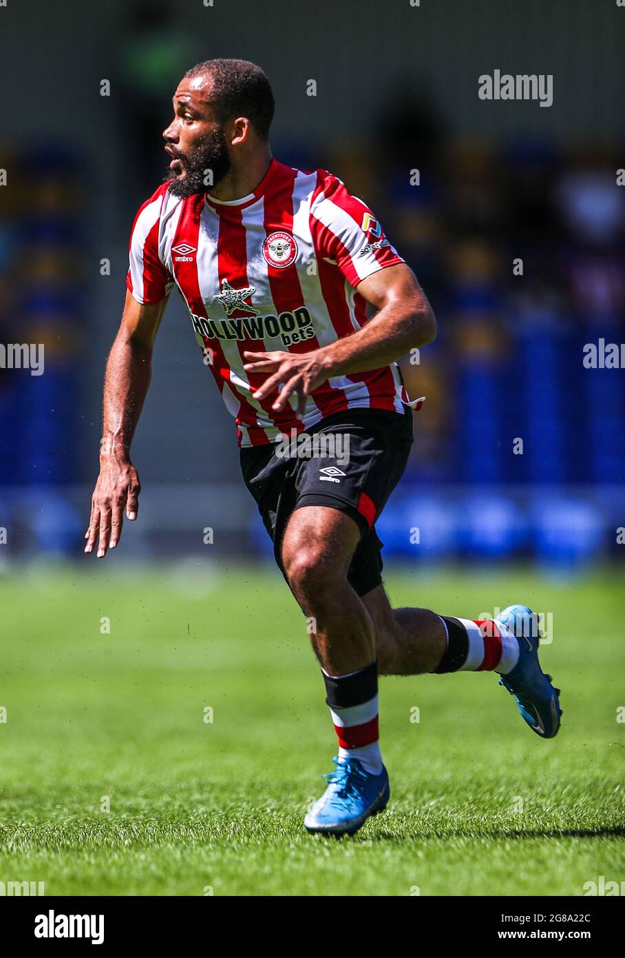 Brentford's Bryan Mbeumo in action during the pre-season friendly match ...