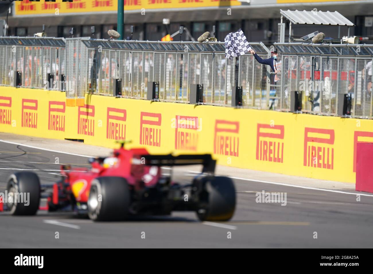Ferrari's Charles Leclerc corsses the finish line in second place ...