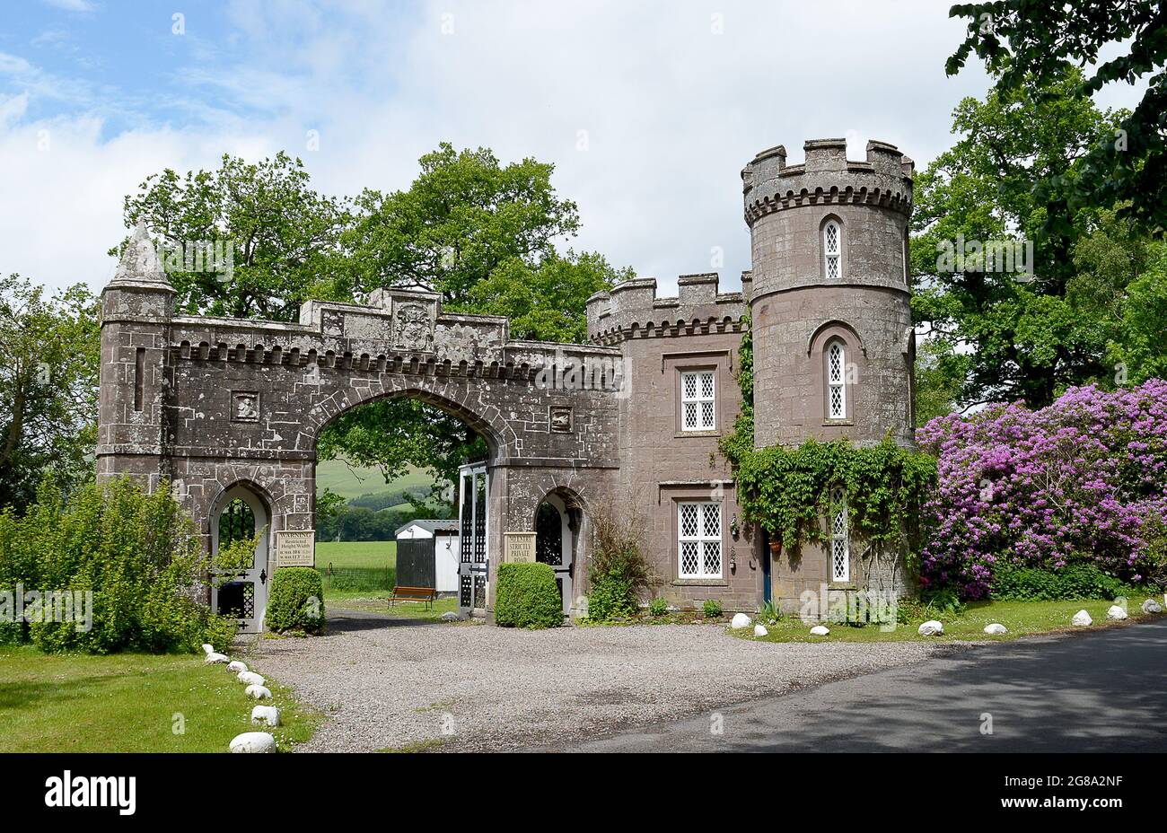 The stone-built 19th century East Gatehouse lodge in Scots gothic style ...