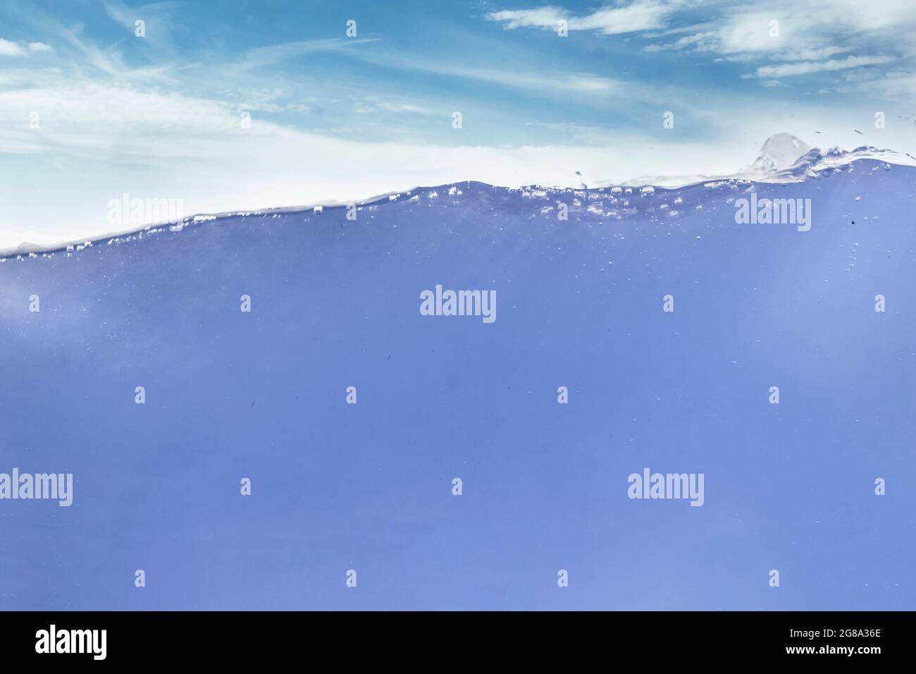 the ocean or sea water waterline, sea and underwater view, abstract ...