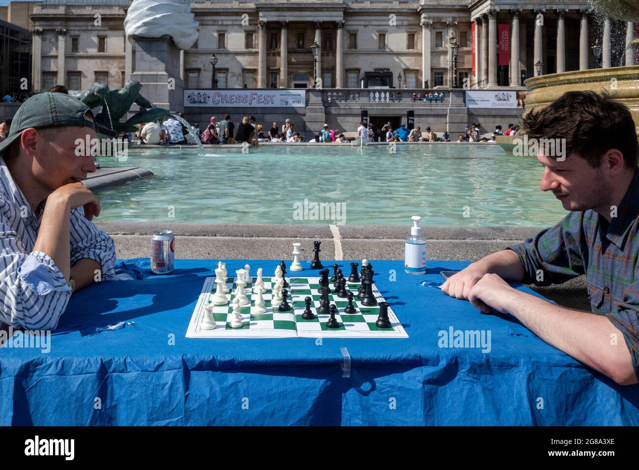 London, UK. 18 July 2021. An outdoor chess game in progress at Chess ...