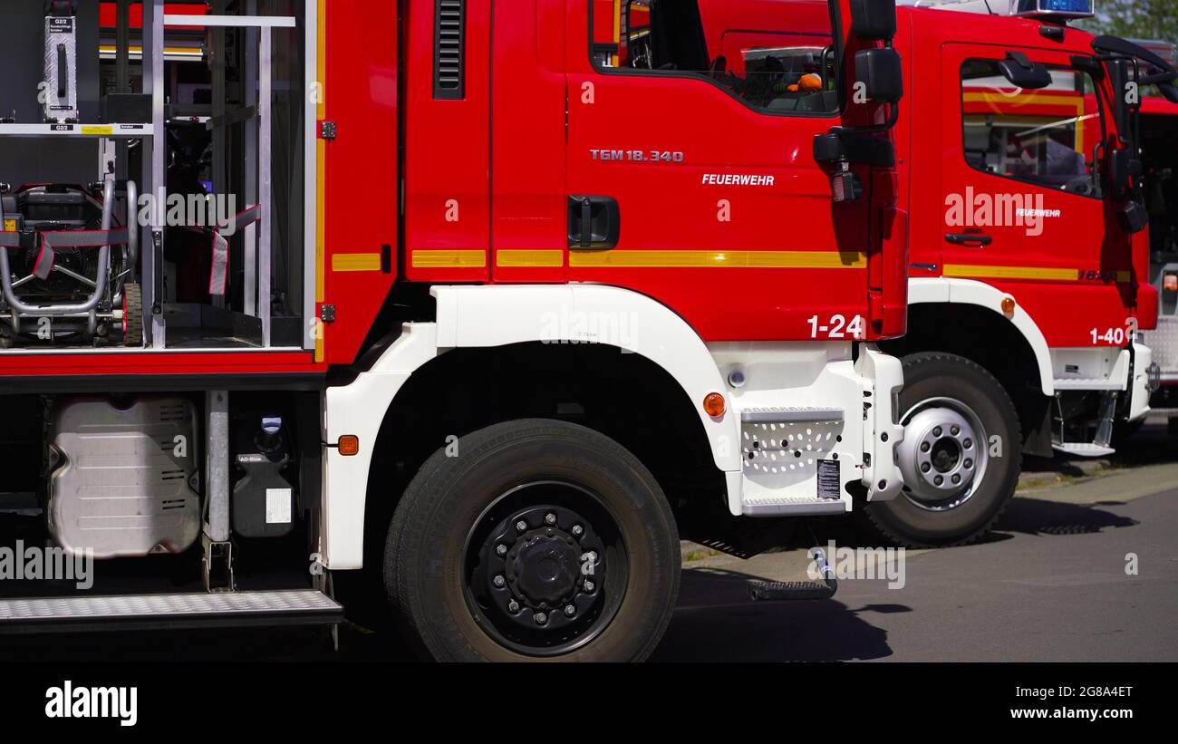 Car pool with fire engines of fire department Germany 2021 Stock Photo ...