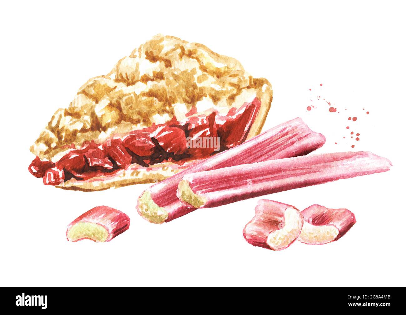 Homemade rhubarb crumble pie with Fresh cutted Rhubarb stalks ...